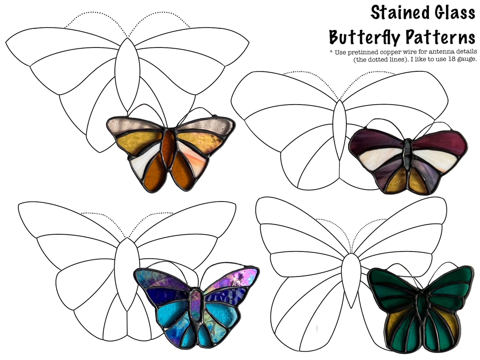 Stained Glass Butterfly Patterns Beginner Friendly - Etsy