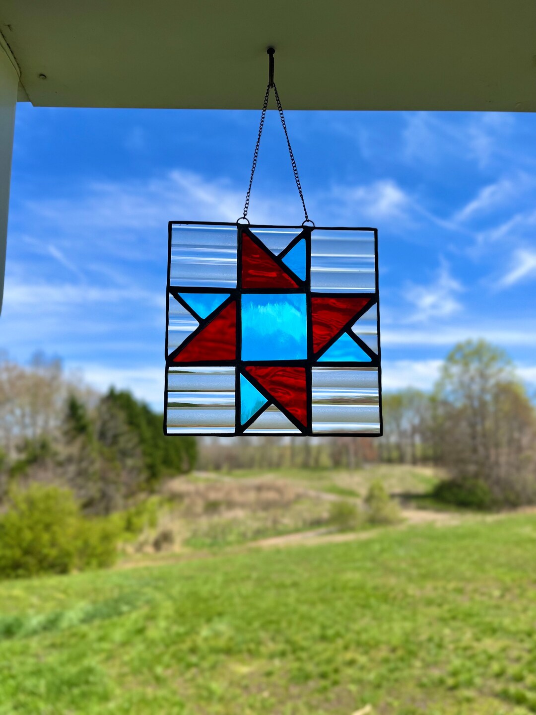 Fourth of July Stained Glass Suncatcher, Red White and Blue, Flag ...