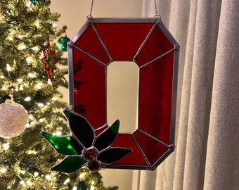 Stained Glass Ohio State Buckeye Sun Catcher/ Wall Hanging Home/ Dorm ...
