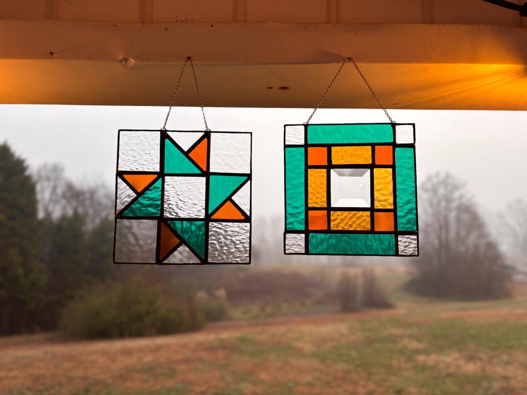 Stained Glass Quilt Block Set of 2 - Etsy