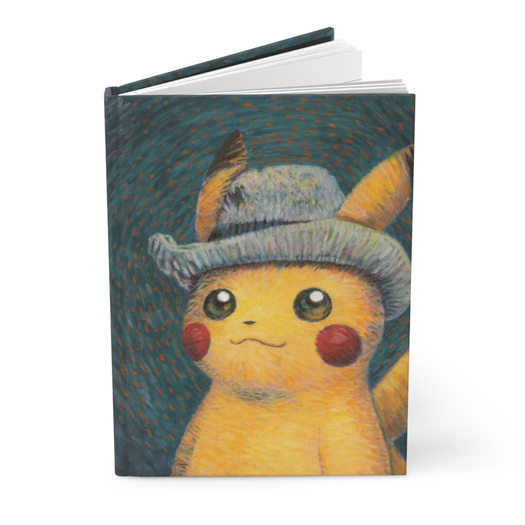 Pokemon X Van Gogh Pikachu Grey Felt Hat 085 Inspired hardcover Journal ...
