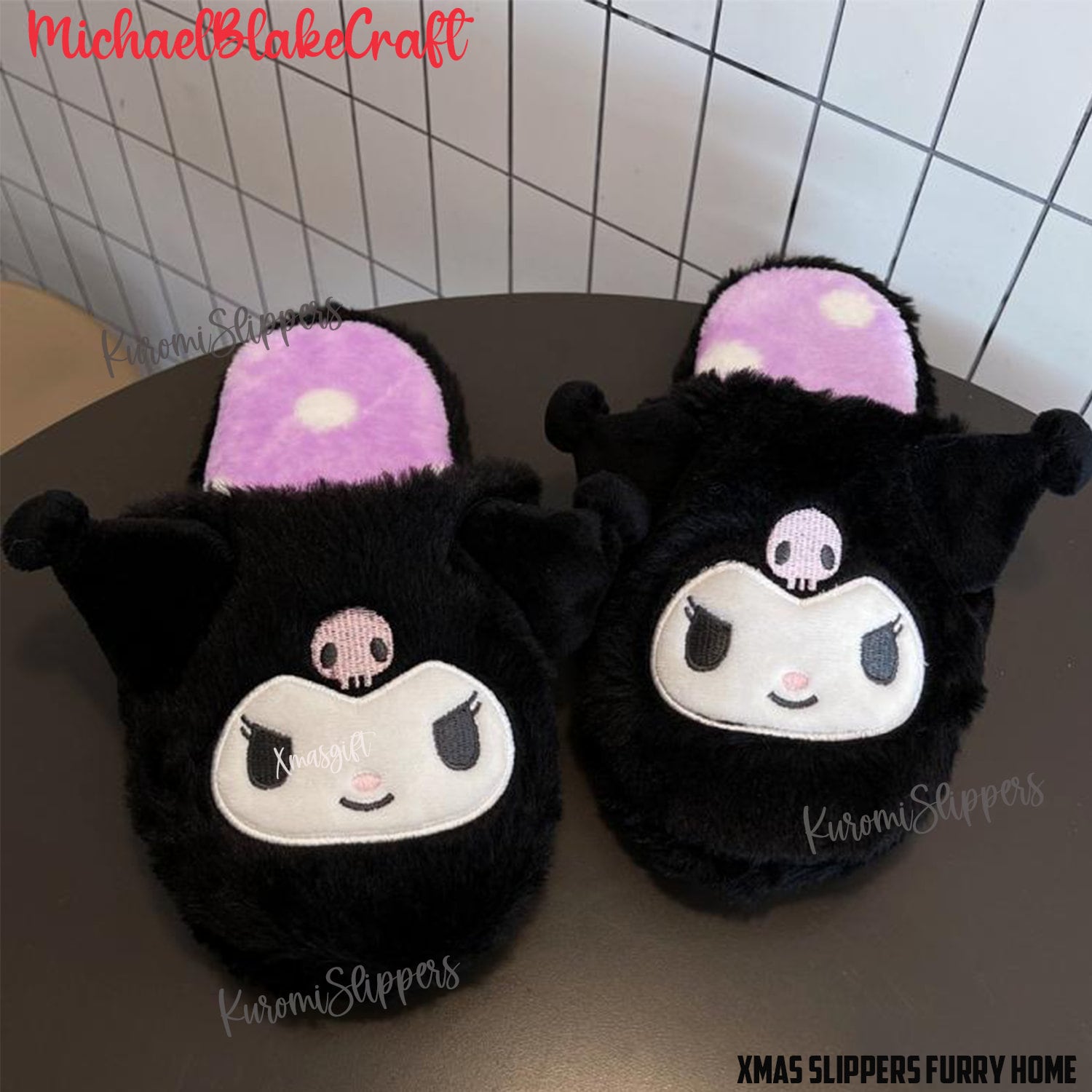 Sanrio Kuromi Slippers Cute Kuromi Slippers Comfy Fluffy - Etsy