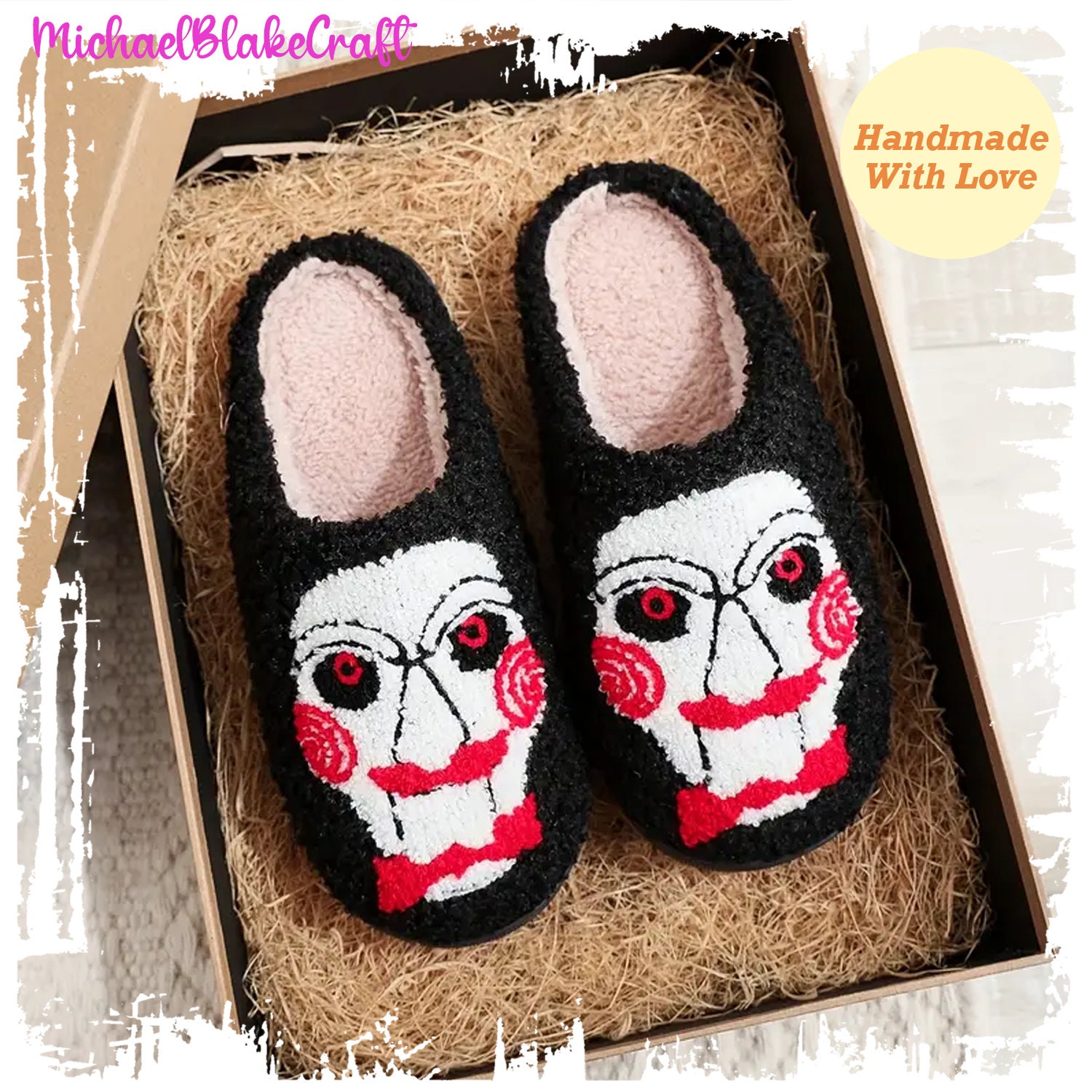 Draven Skull Fuzzy Slippers