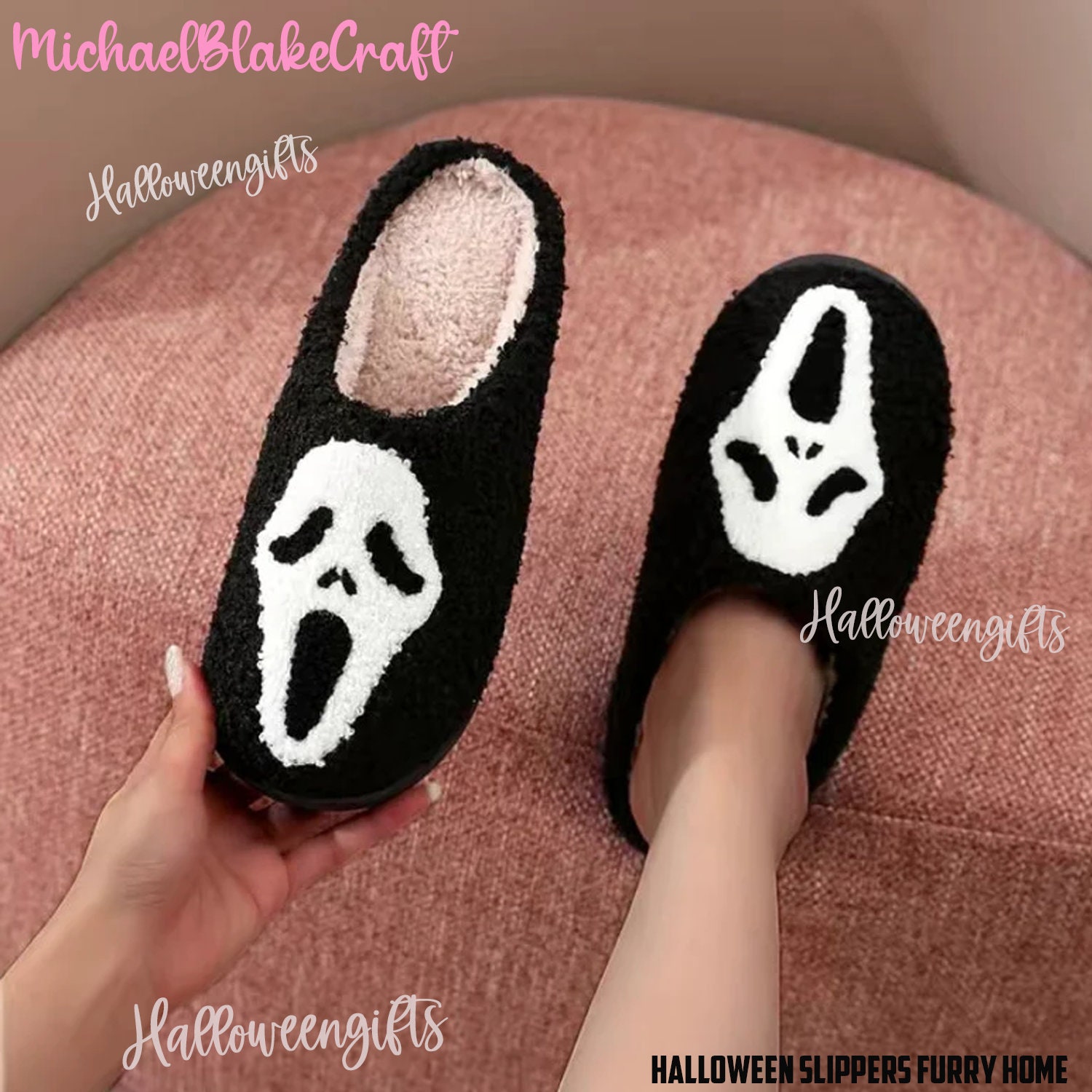 Ghostface Slippers, Horror Ghostface Cozy Slippers, Halloween Slippers ...