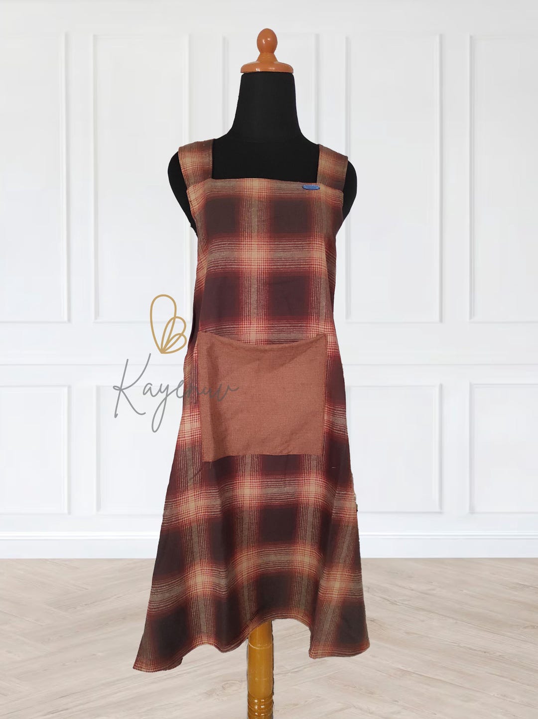 Japanese Apron - Flannel Apron - Pinafore Apron - Crossback Apron ...