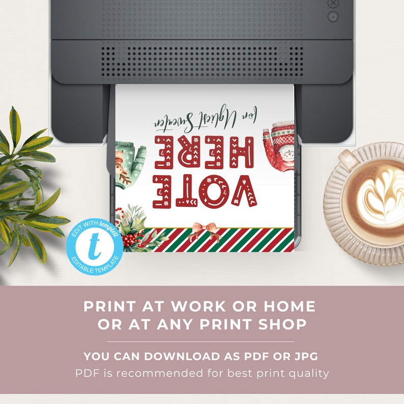 Christmas Ugly Sweater Certificate, Ugliest Competition Voting Card and ...