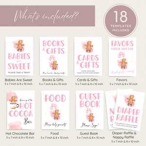 Pink Gingerbread Baby Shower Sign Bundle, A Little Lady Table Signage ...