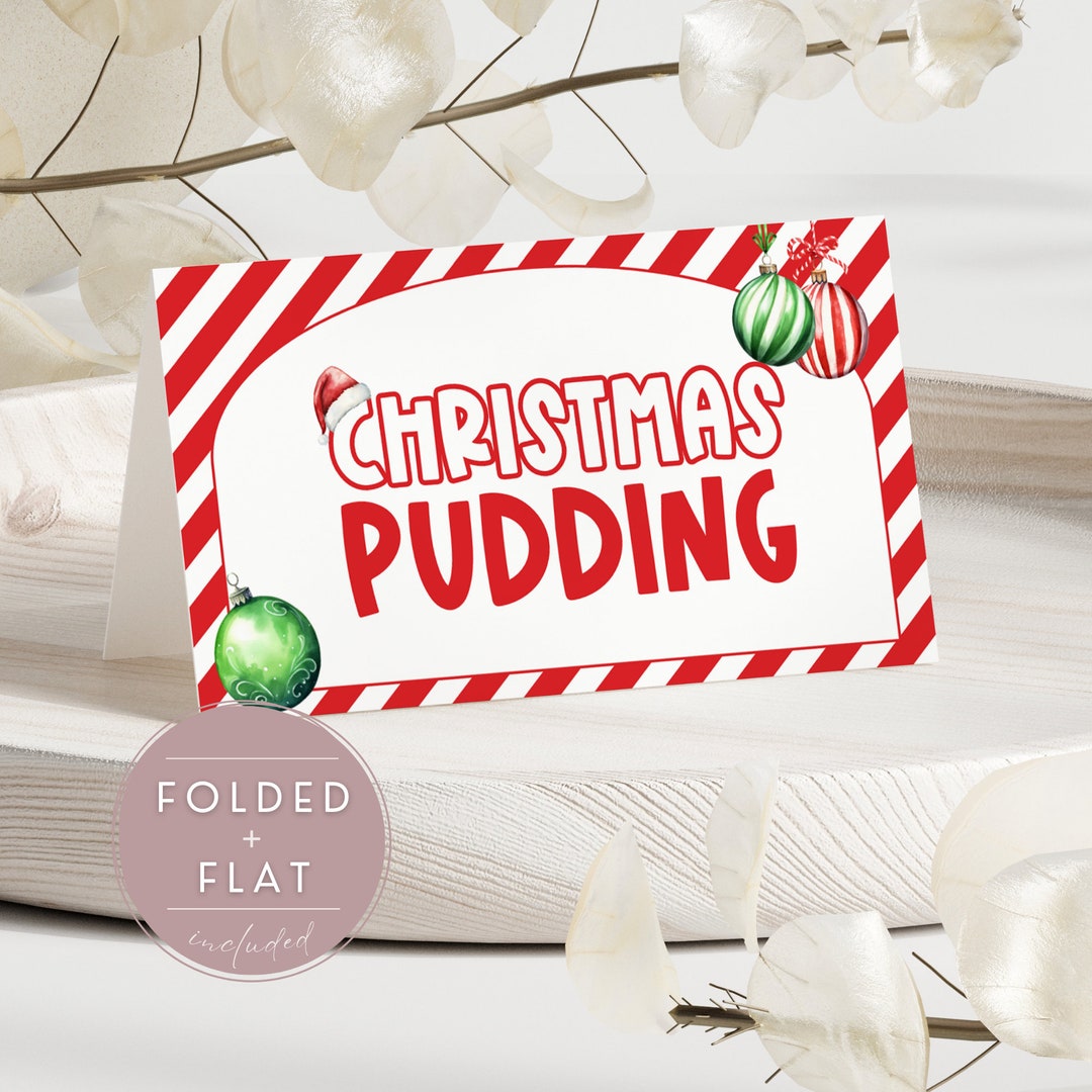 Merry Little Christmas Buffet Card, Holiday Food Label Tent, Festive ...
