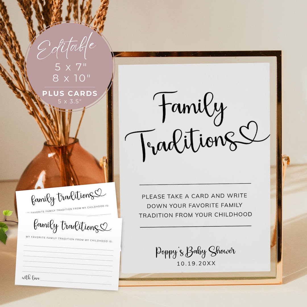 Family Traditions Baby Shower Templett, Favorite Family Traditions Game ...