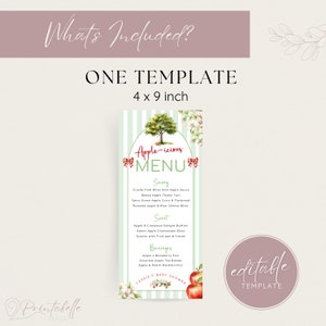 Apple Themed Menu Card Template, Country Style Food and Drinks List ...
