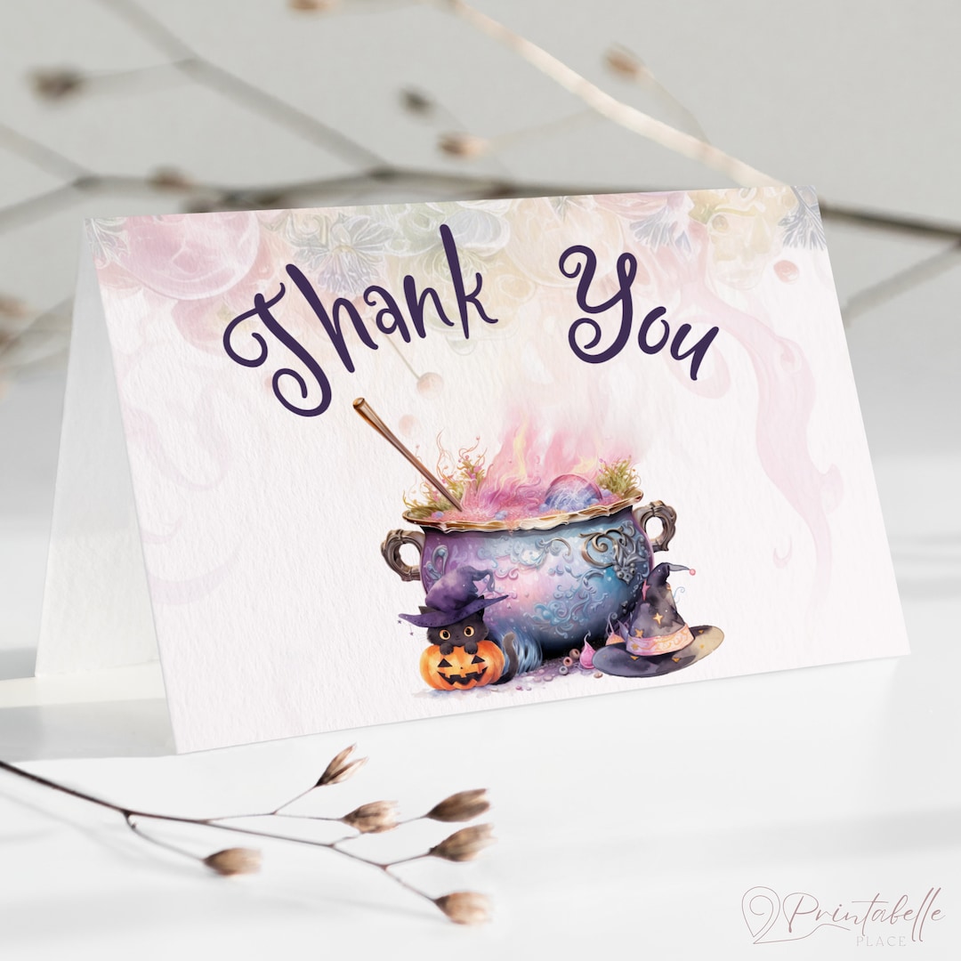 Witch Thank You Card Tent, A Baby is Brewing Baby Shower Thanks ...