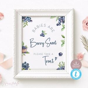 Blueberry Baby Shower Favor Sign, Babies Are Berry Sweet Dessert Table ...