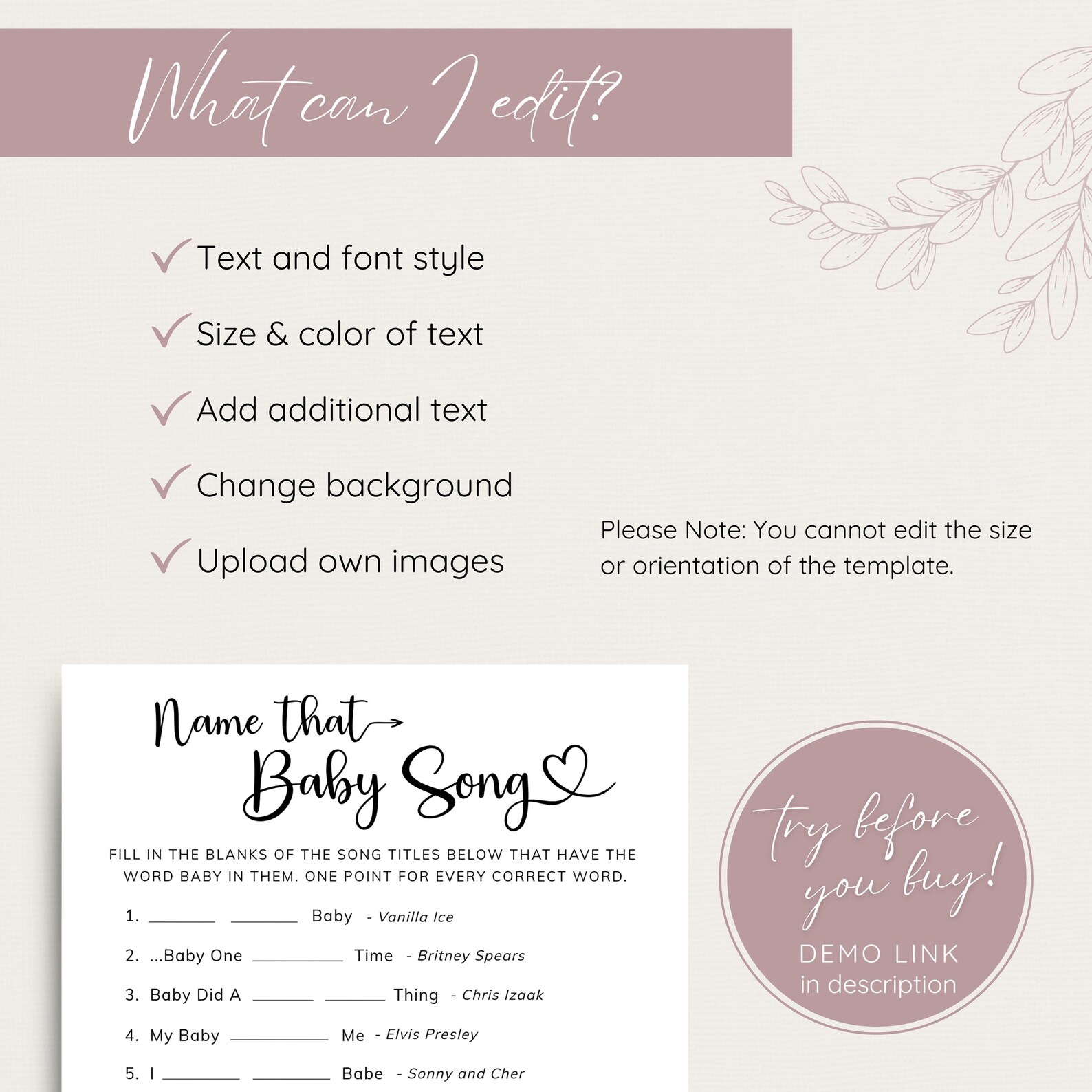 Name That Baby Song Baby Shower Game, Guess the Tune Trivia, Minimal ...