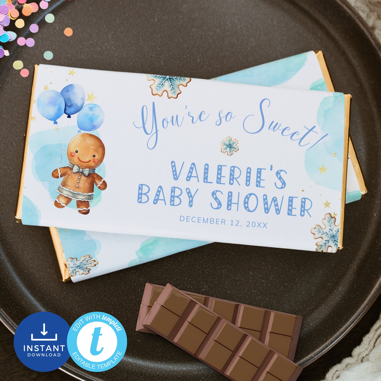 Gingerbread Boy Candy Wrapper Template, Christmas Cookie Chocolate ...