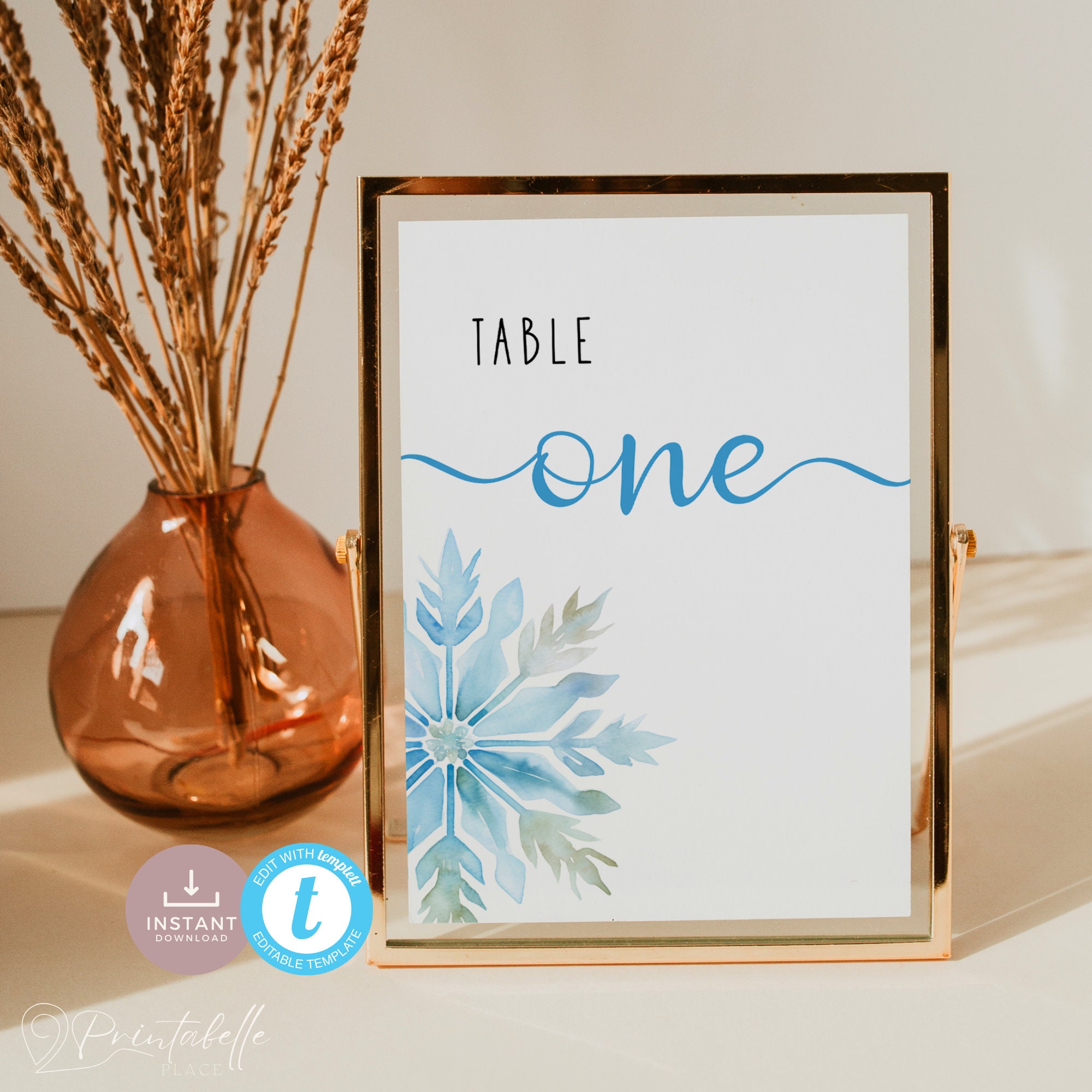 Snowflake Table Numbers in Dusty Blue for Your Winter Themed Decor ...