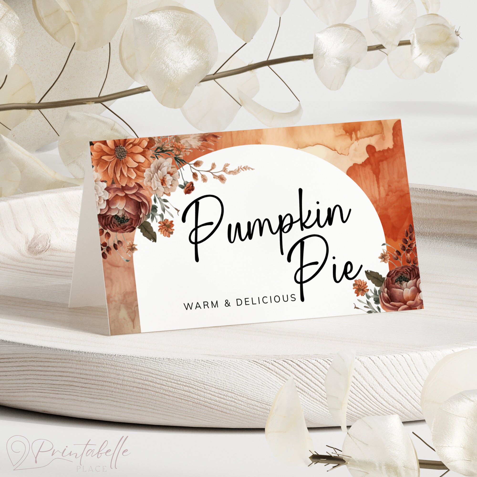 Terracotta Buffet Card Template, Fall Food Label Tent Fold, Burnt ...