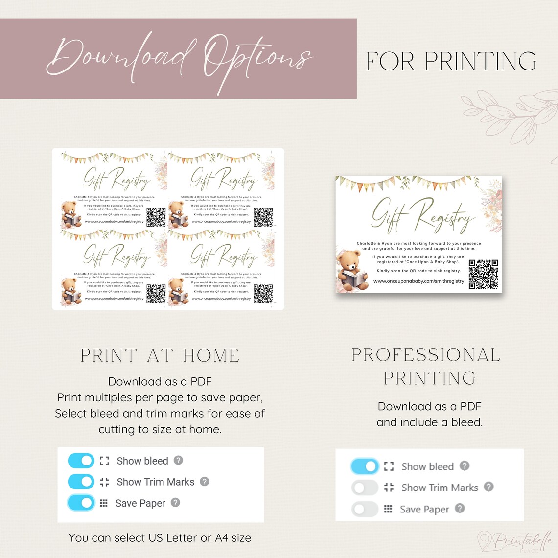 Storybook Themed Gift Registry Card With QR Code, New Chapter Begin ...