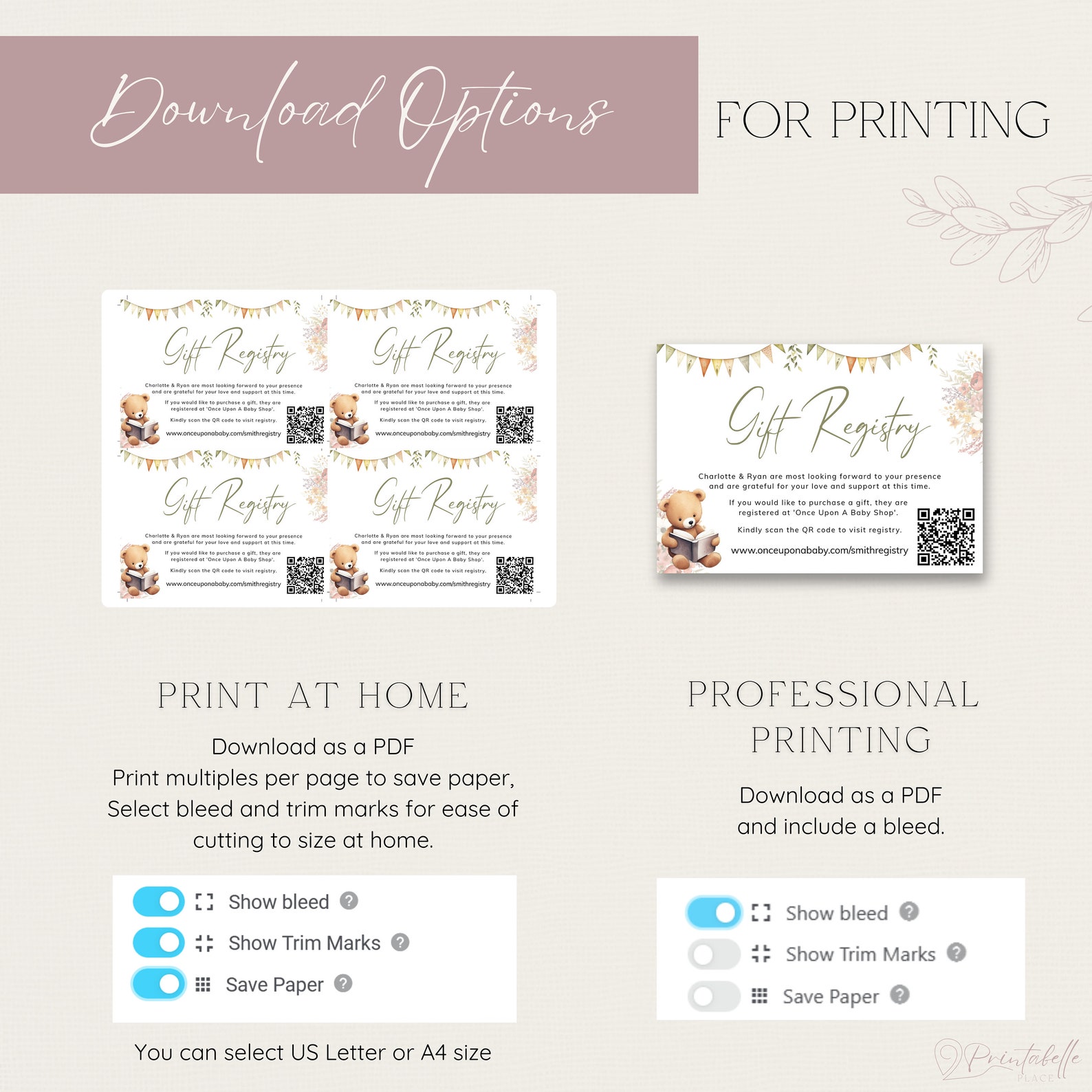 Storybook Themed Gift Registry Card With QR Code, New Chapter Begin ...