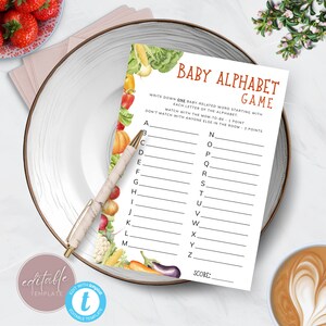 Locally Grown Baby Alphabet Game for Your Farmers Market Baby Shower ...