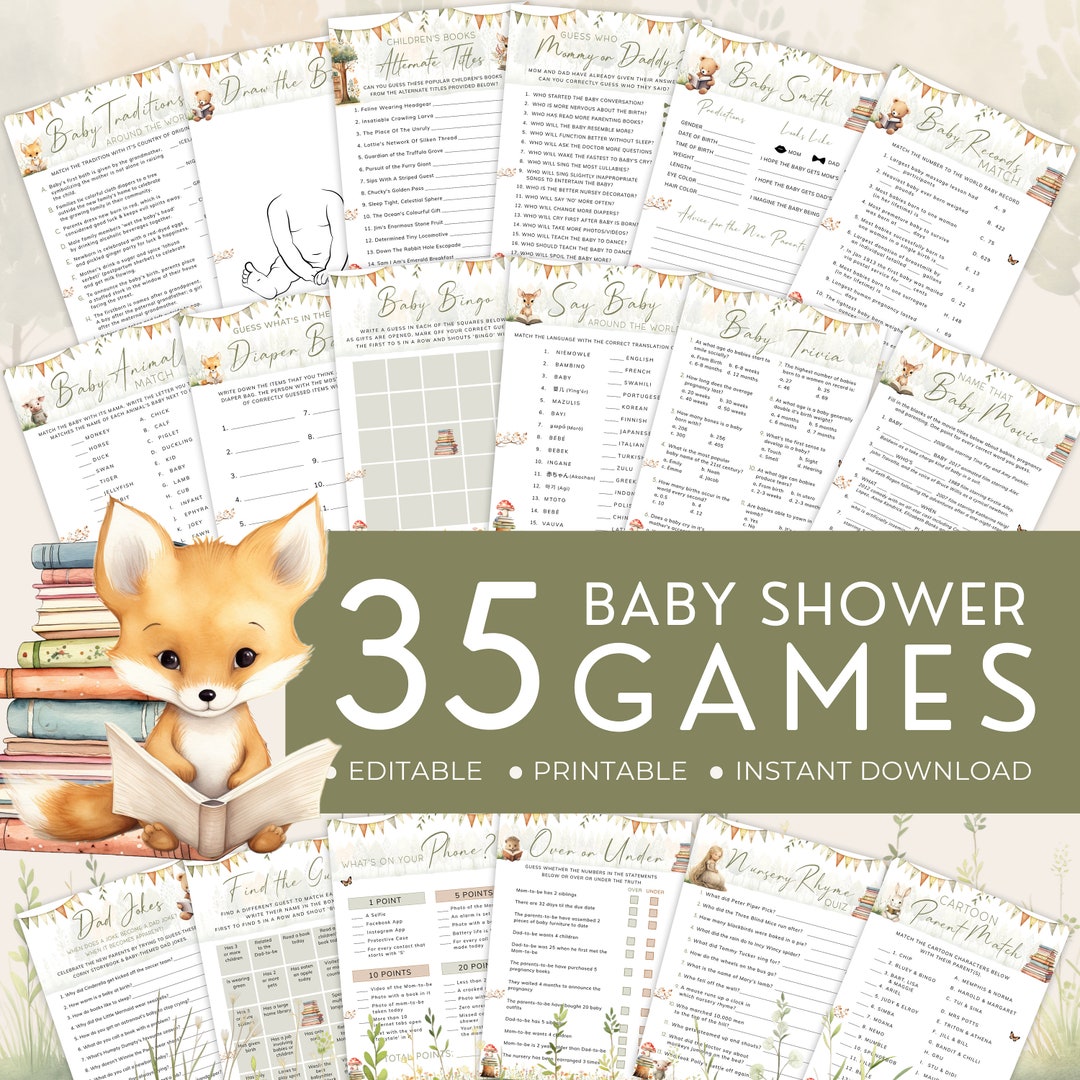 New Chapter Begins Baby Shower Games Bundle, Storybook Theme Activity ...