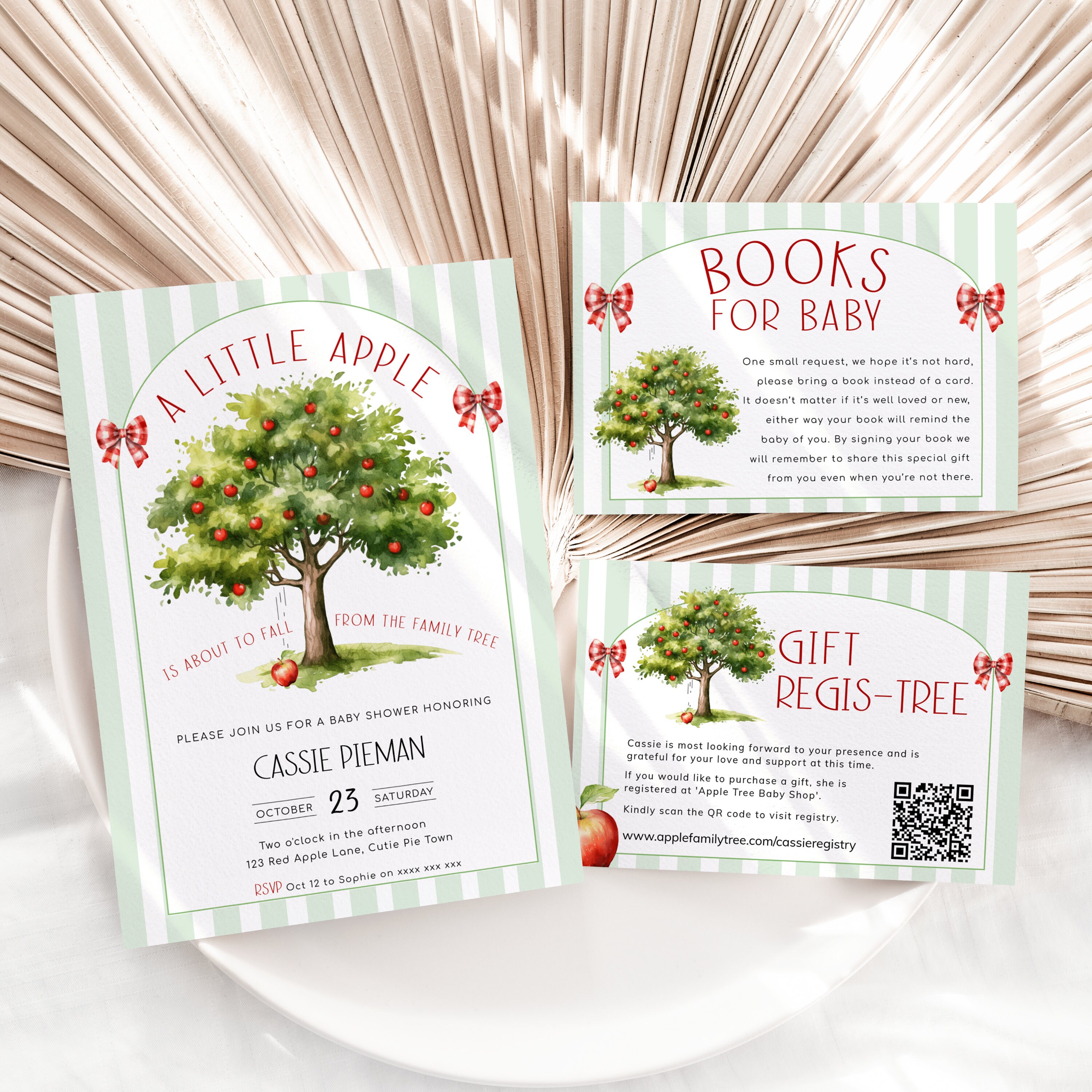 Apple Baby Shower Invitation Bundle, Little Apple is About to Fall From ...