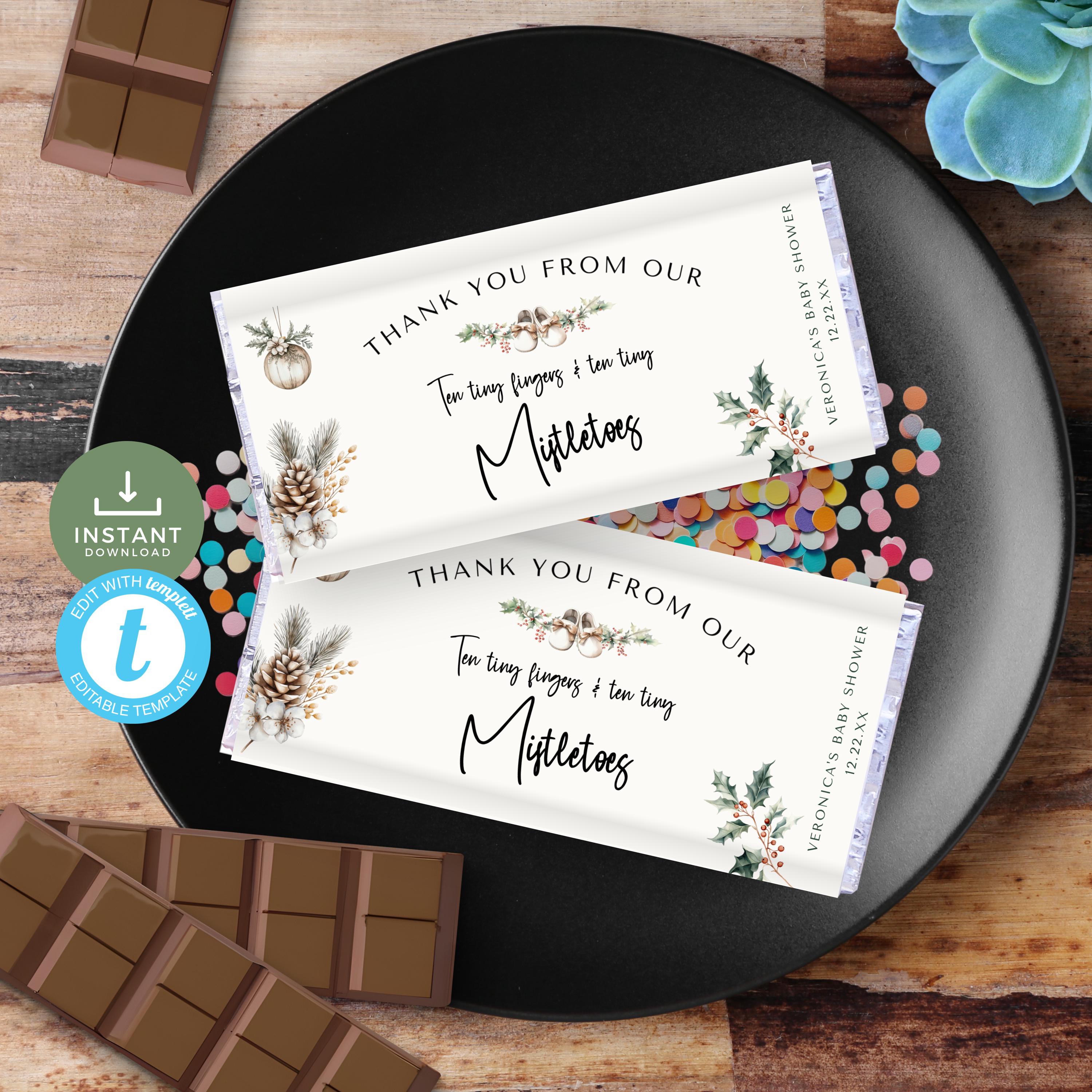 Scandi Christmas Baby Shower Candy Wrapper, Ten Tiny Mistletoes ...