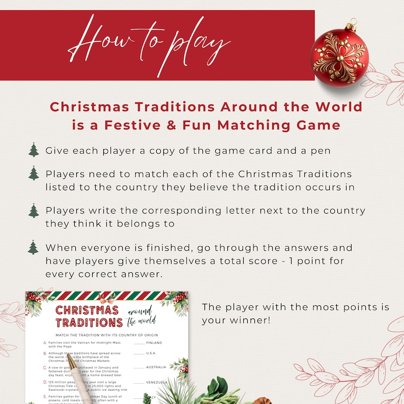 Christmas Around the World Trivia, Traditions Matching Game, Holiday ...
