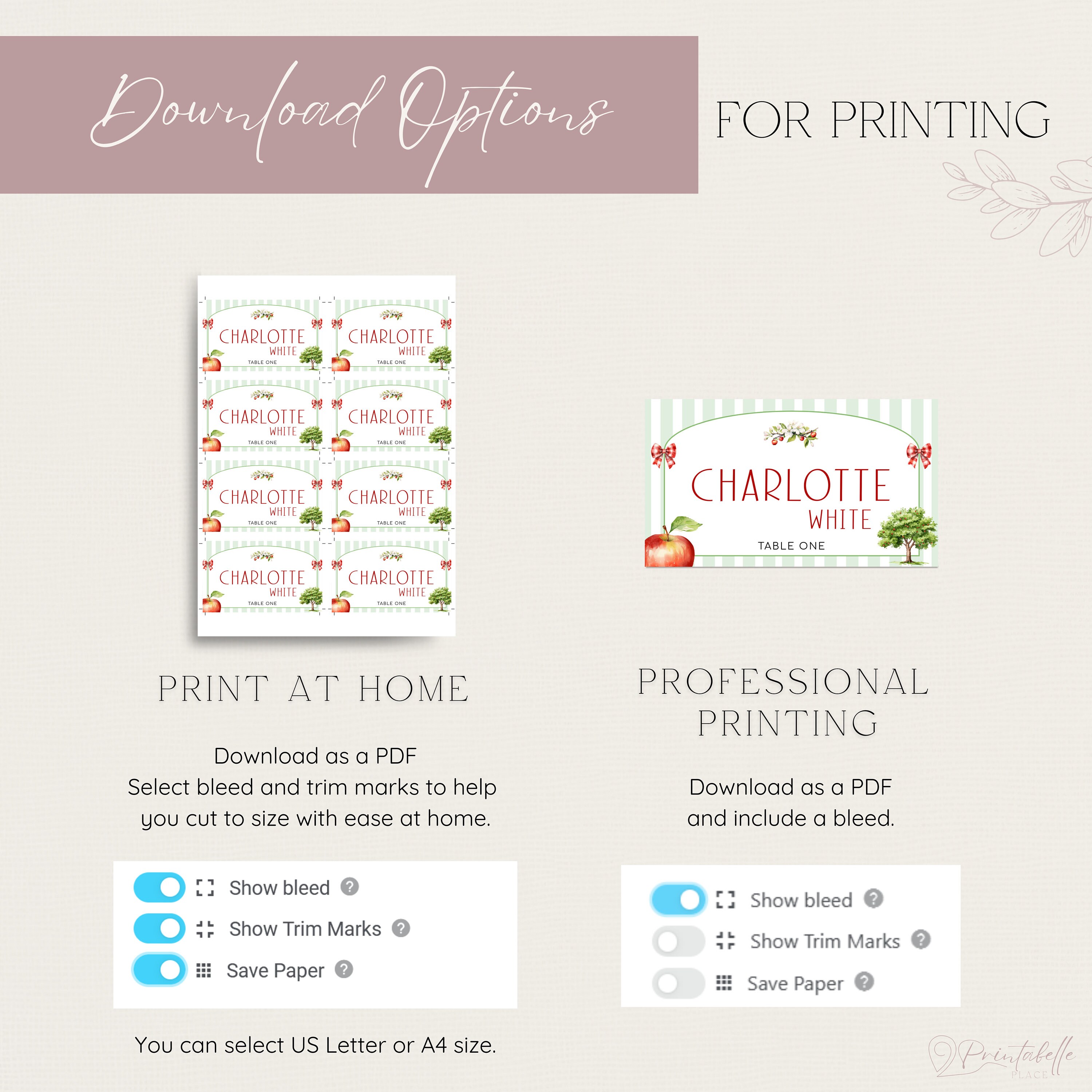 Apple Themed Place Card Template, A Little Apple Tree Name Card, Baby ...