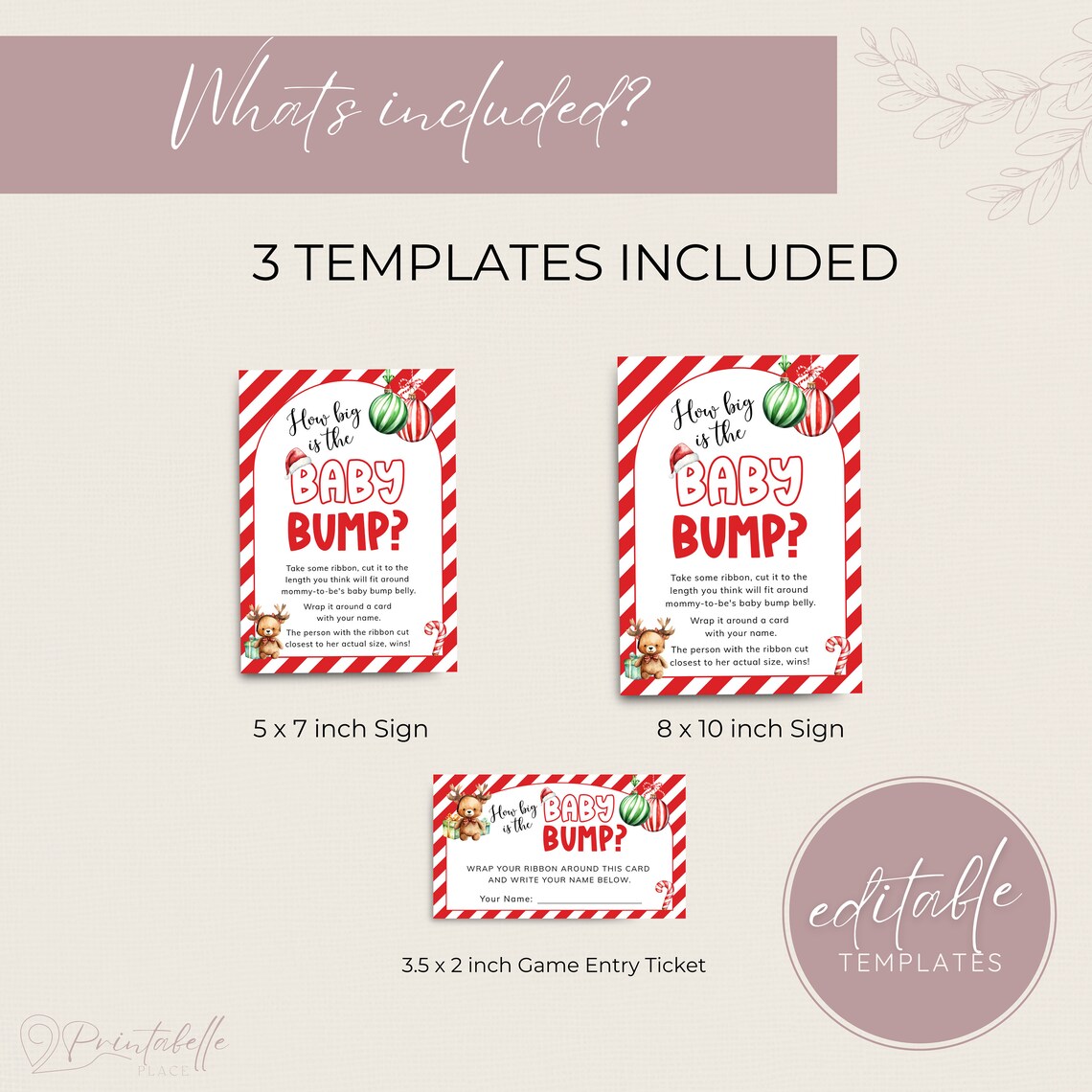Merry Little Baby Bump Measure Game, Christmas How Big is Mommy's Belly ...