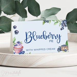 Blueberry Themed Buffet Card Template, Berry Sweet Food Name Place Card ...