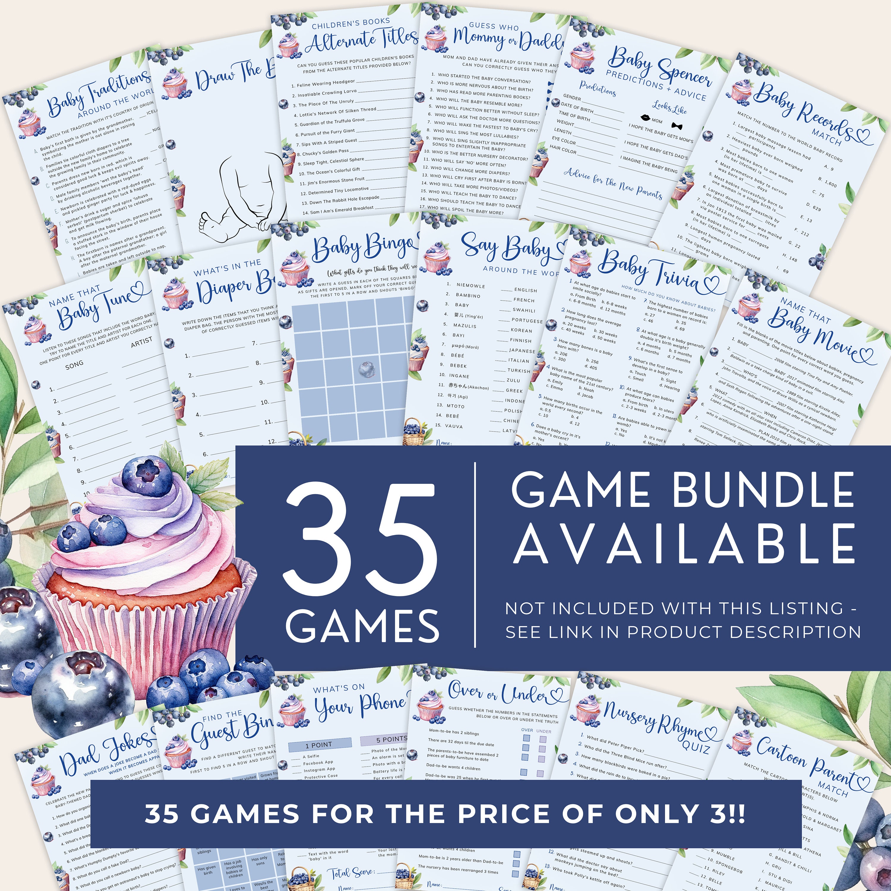 Blueberry Baby Shower Game, World Records Match, Berry Sweet Baby ...