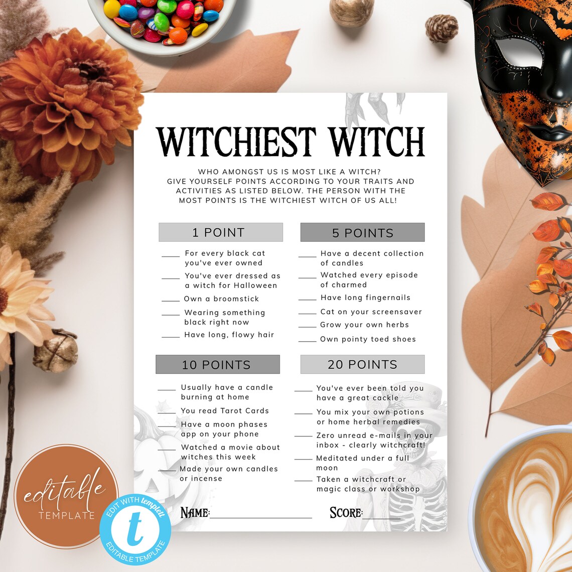 Halloween Witch Icebreaker Game, Witchiest Witch Test, Funny Points ...