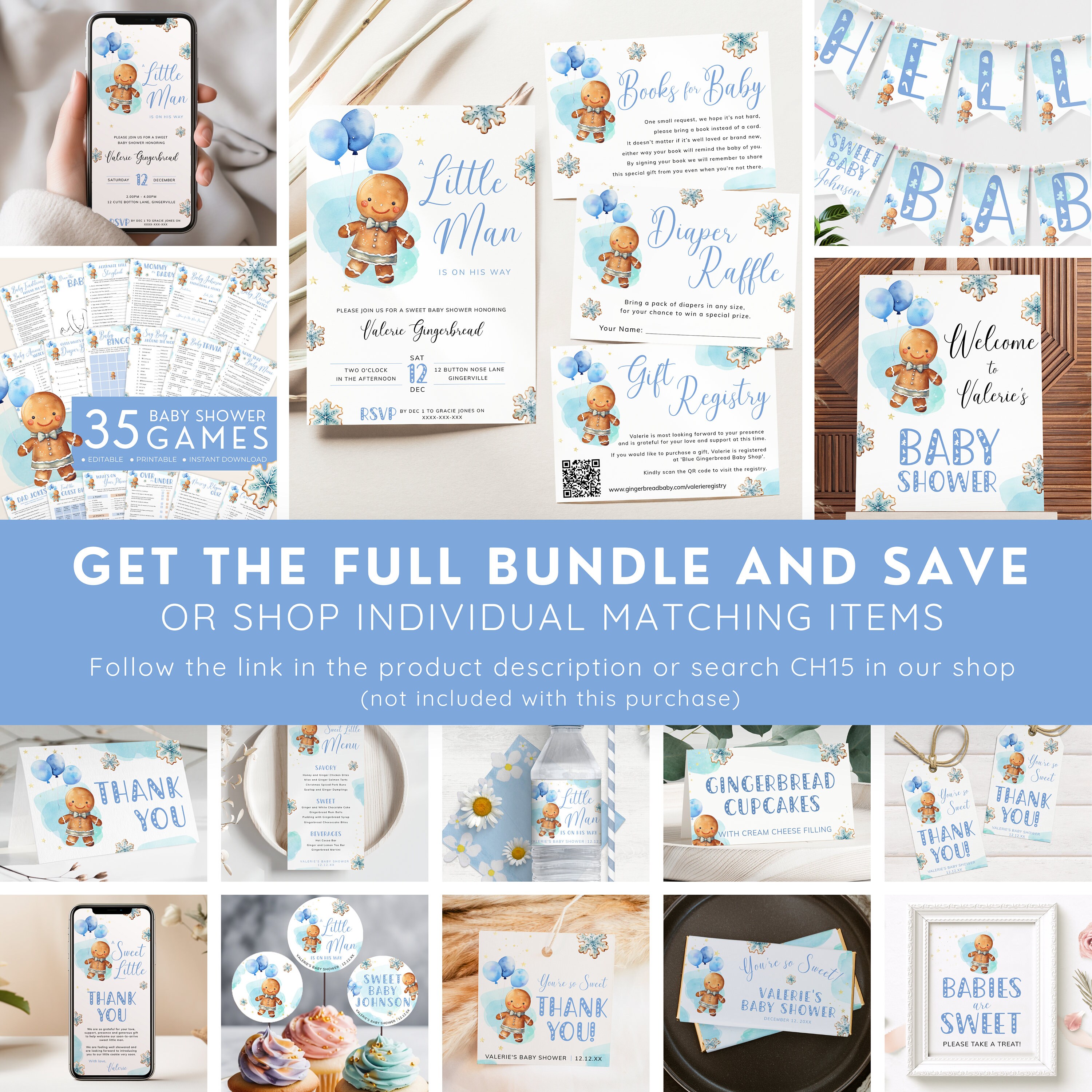 Gingerbread Man Baby Shower Games Bundle, Christmas Cookie Activity ...