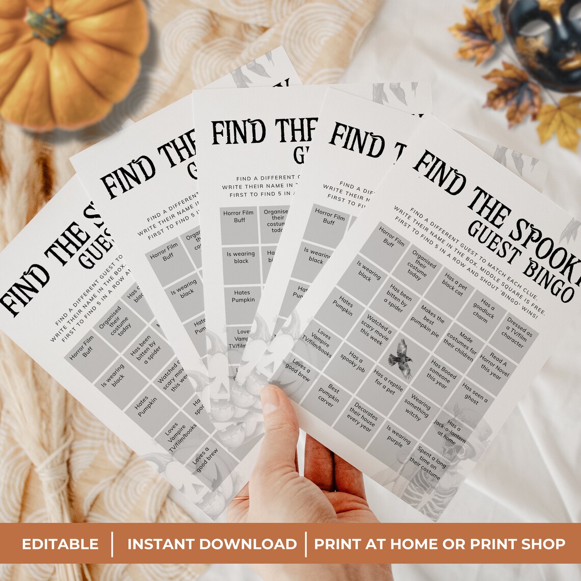 Halloween Find the Spooky Guest Bingo, Witchy People Bingo Game, Black ...