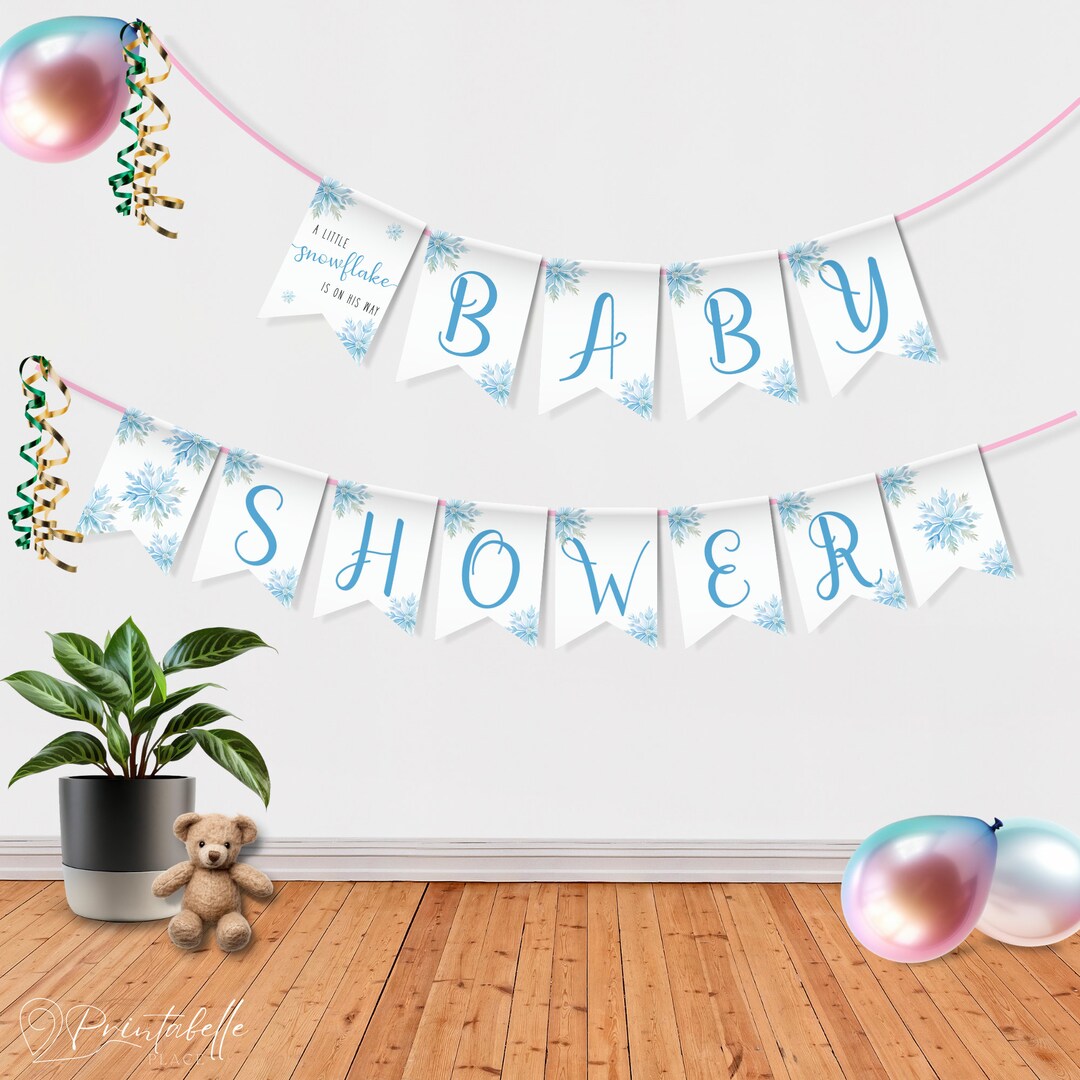 Plantilla de banderines de copo de nieve azul para su niño ...
