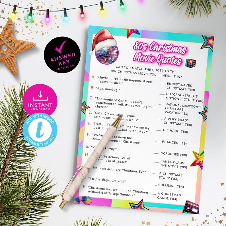 80s Christmas Party Games Bundle, Eighties Games Pack for Teens and ...