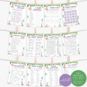 Dinosaur Baby Shower Games Bundle, Hatching Soon Activity Pack, Pastel ...