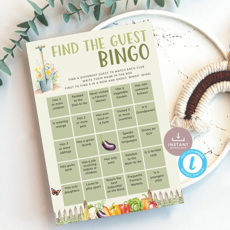 Locally Grown Find the Guest Human Bingo Card Template for Your Sage ...