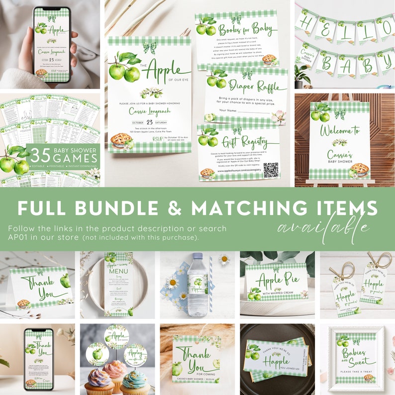 Apple Themed Table Number Signs Template, Apple of Our Eye Baby Shower ...