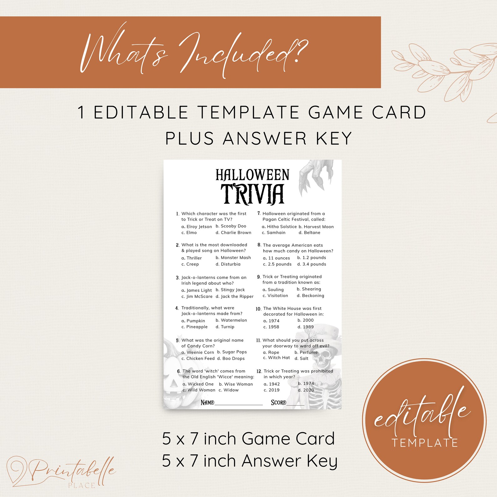 Halloween Trivia Game Printable, General Knowledge on Spooky Season ...