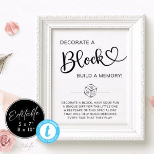 Decorate A Block Sign, Modern Baby Shower Activity, Baby Block ...