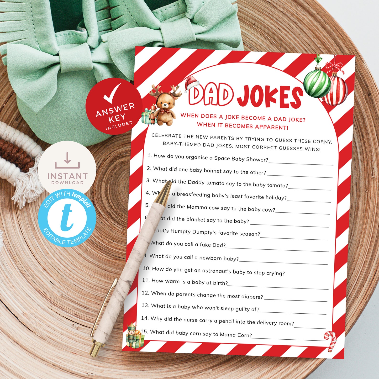 Merry Little Baby Shower Games Bundle, Christmas Pack of 12 Games ...