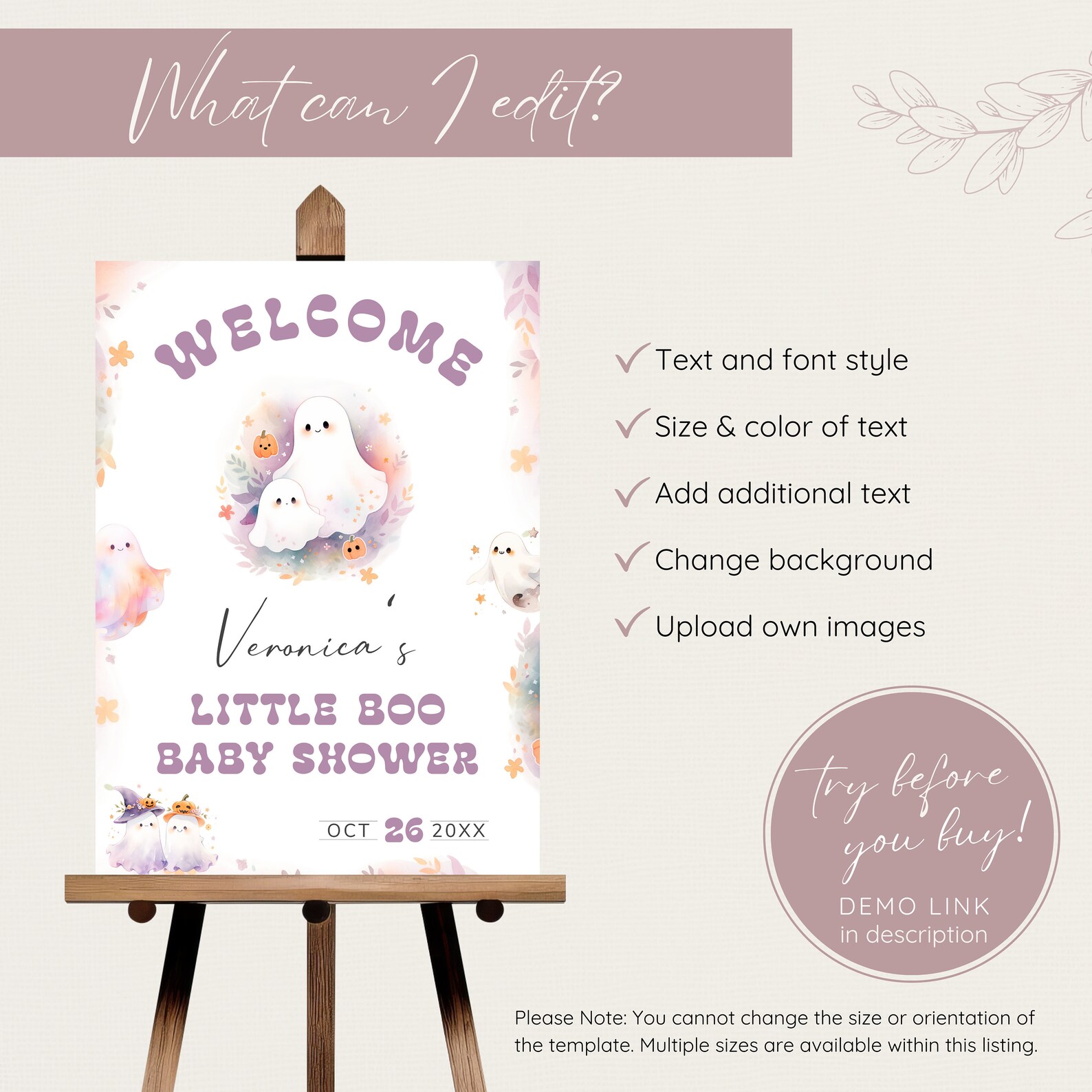 A Little Boo is Almost Due Welcome Sign, Halloween Baby Shower Poster ...
