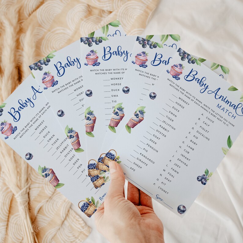 Blueberry Baby Animal Match Game, Berry Sweet Baby Shower Game, Who is ...
