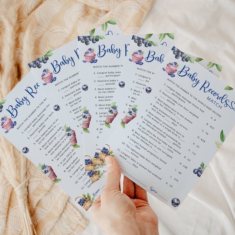 Blueberry Baby Shower Game, World Records Match, Berry Sweet Baby ...