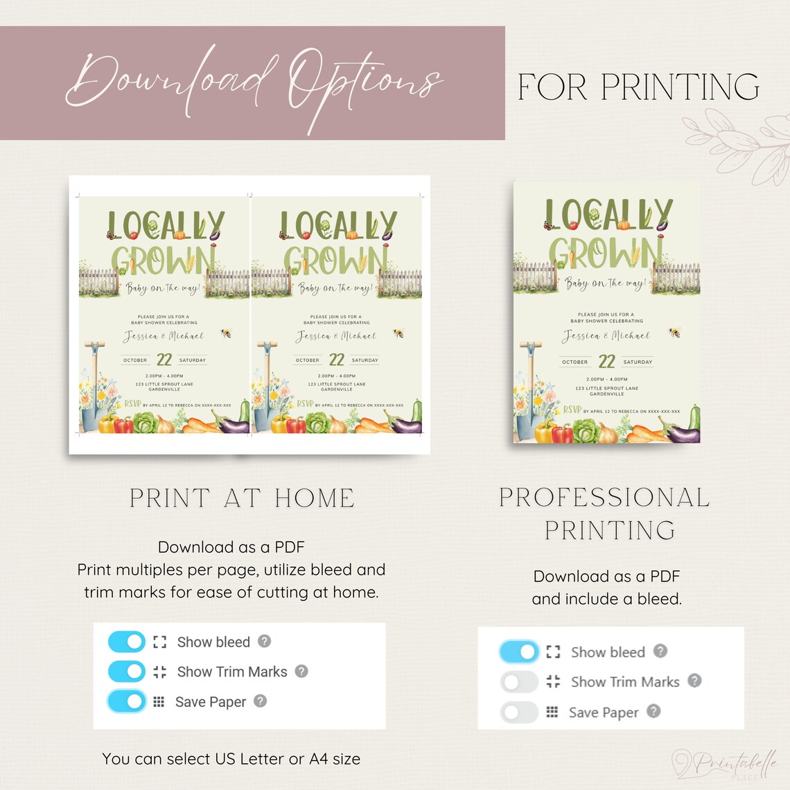 Locally Grown Baby Shower Invitation, Thank You and Favor Bundle for ...