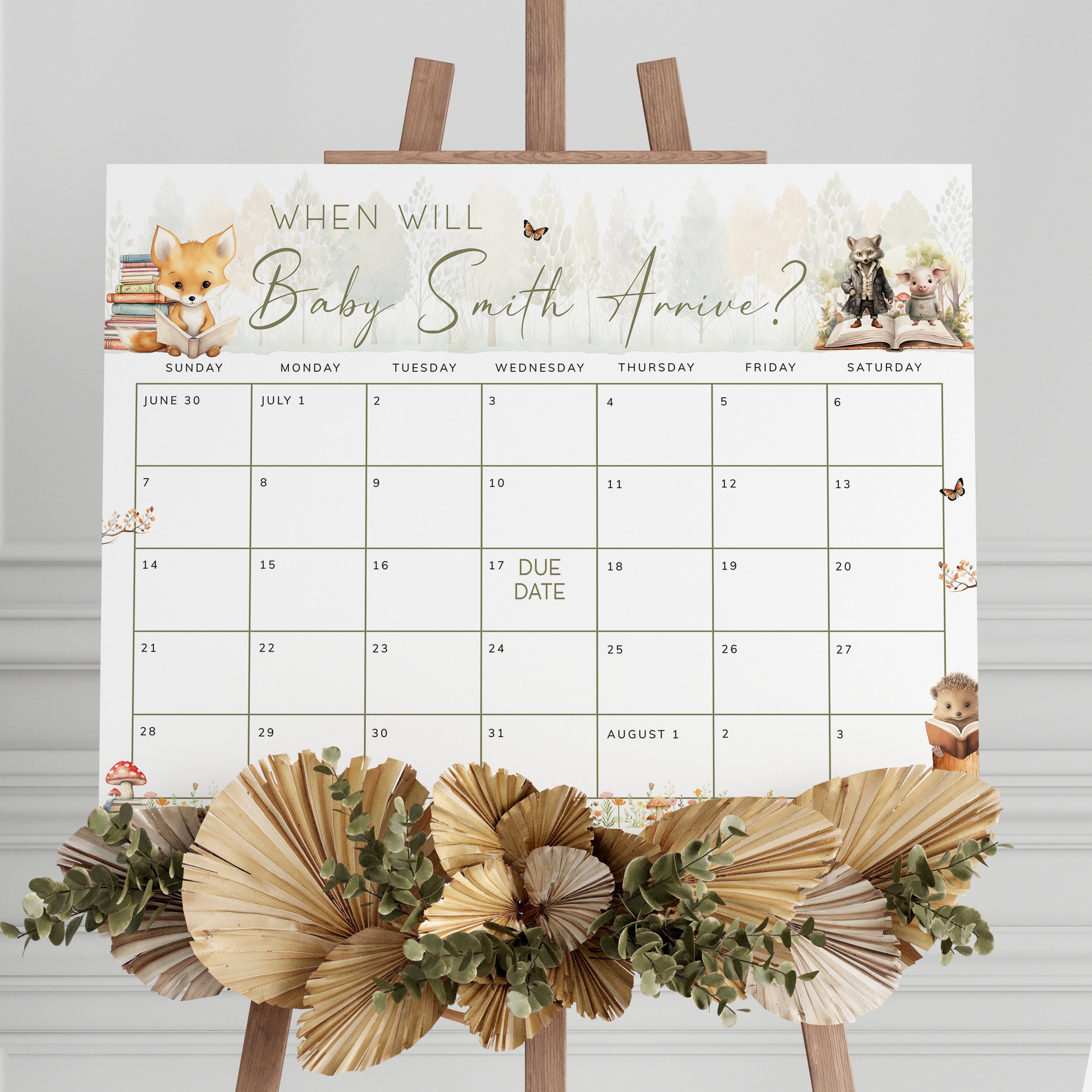 Storybook Baby Arrival Date Calendar, A New Chapter Begin Baby Shower ...