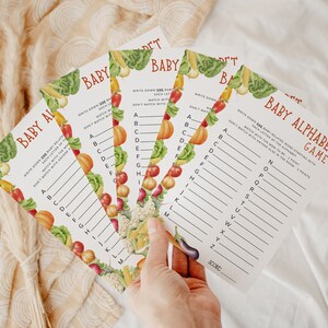 Locally Grown Baby Alphabet Game for Your Farmers Market Baby Shower ...