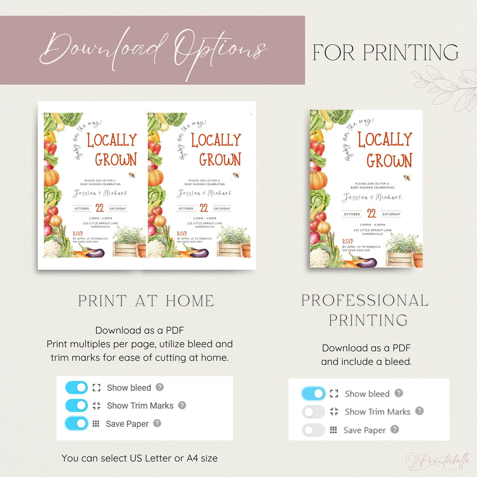 Locally Grown Baby Shower Invitation Template, Farmer Market Garden ...