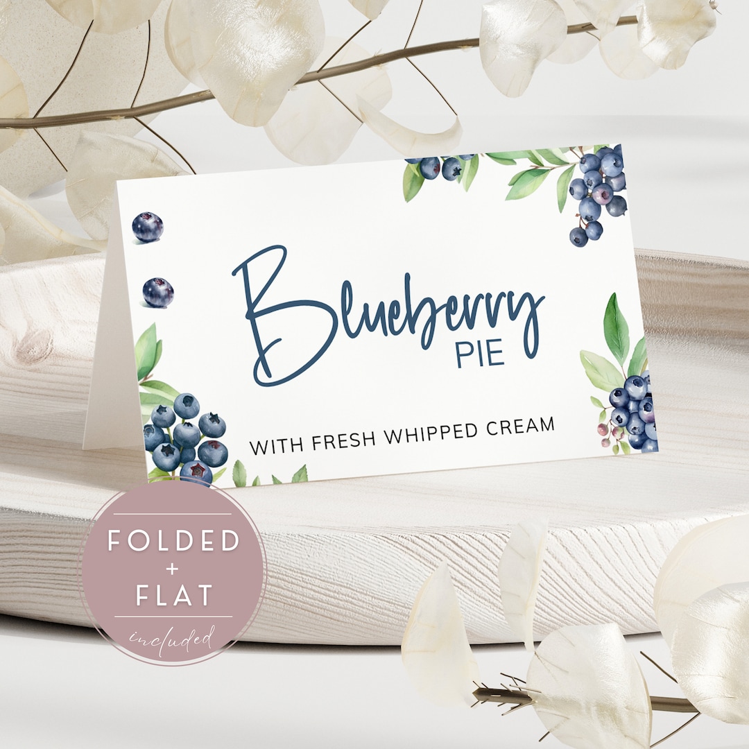 Blueberry Themed Buffet Card Template, Berry Sweet Food Label, Fruit ...